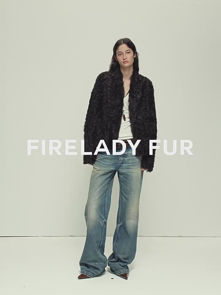 Firelady Fur Women‘s Shearling Coat | Rippled Waterwave Pattern, Rare